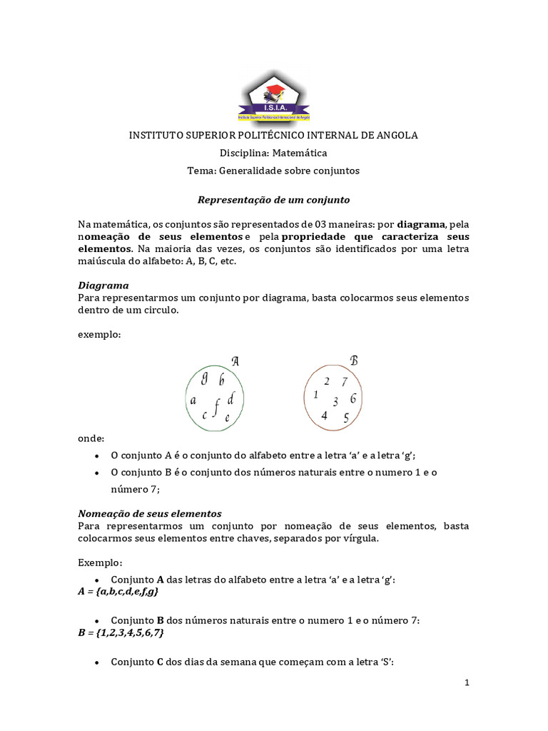 Representação de Conjuntos GRHM 2024 | PDF | Conjunto (Matemática ...