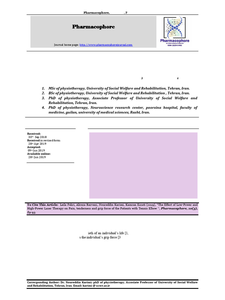 The Effect of Low Power and High Power Laser Therapy On Pain Tenderness ...