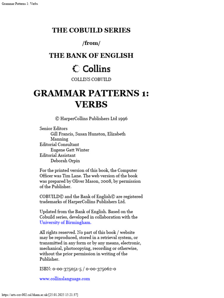 Verb Grammar Patterns Explained | PDF | Subject (Grammar) | Object ...
