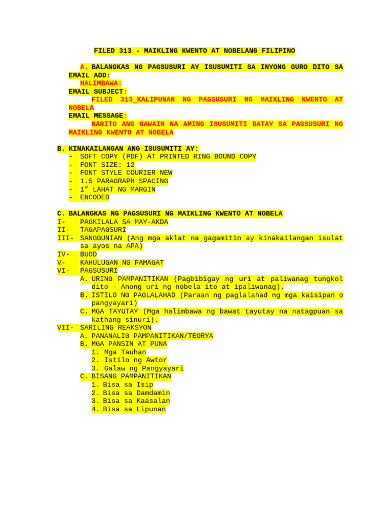 Halimbawa NG Balangkas NG Pagsusuri NG Akda | PDF