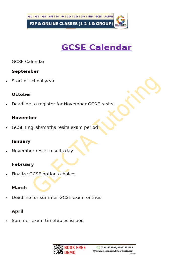GCSE Calendar | PDF