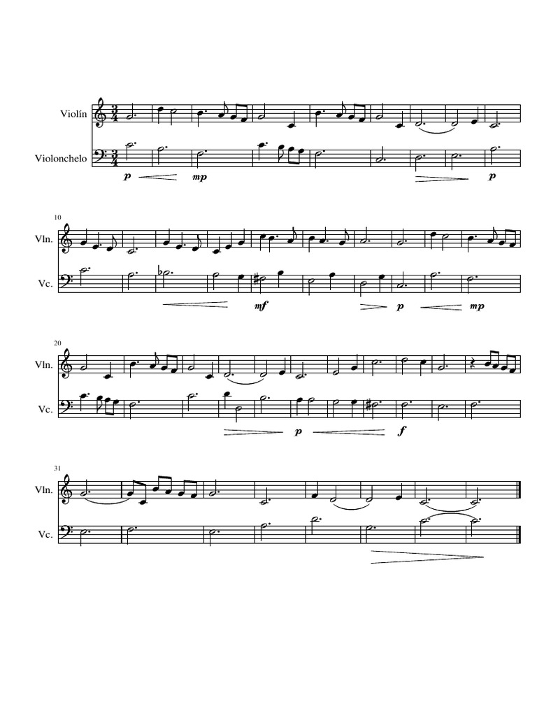 Violin and Cello Notation Guide | PDF