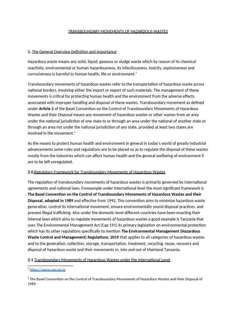 Transboundary Movements of Hazardous Wastes | PDF | Waste | Hazardous Waste