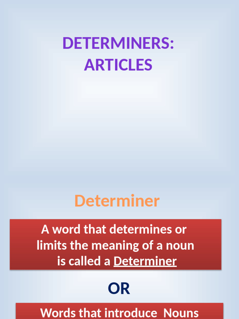 Determiners Articles | PDF | Word | Noun