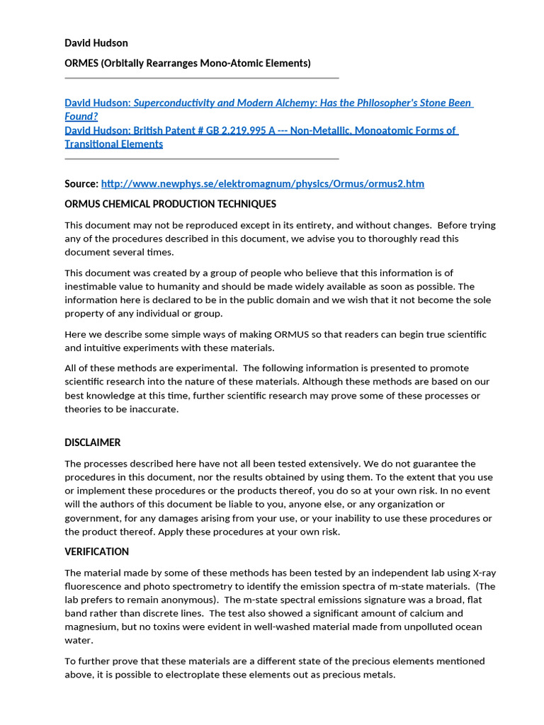 ORMUS Production Methods Explained | PDF | Sodium Hydroxide ...