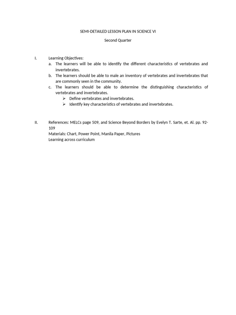 Vertebrates vs. Invertebrates Lesson Plan | PDF