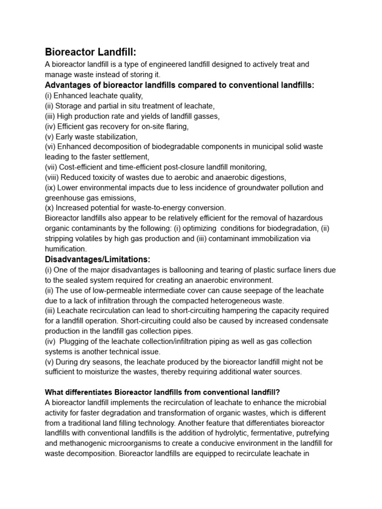 Bioreactor Landfill | PDF | Landfill | Anaerobic Digestion