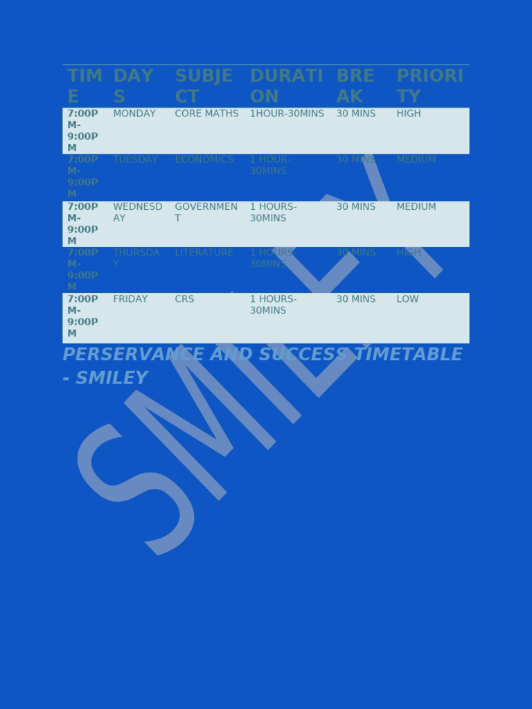 Study Time Table - Dox | PDF