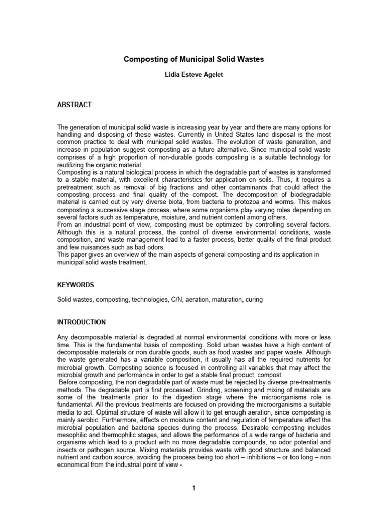Solid waste treatment_Composting | PDF | Compost | Municipal Solid Waste