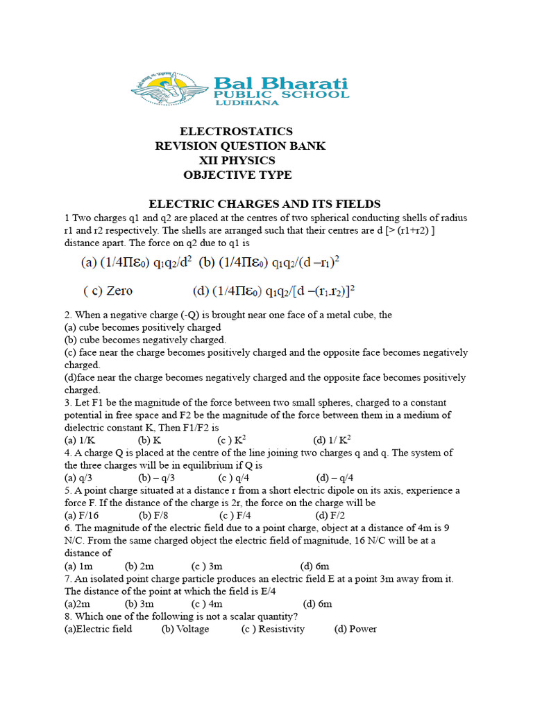 Electrostatics Objective | PDF | Capacitance | Force