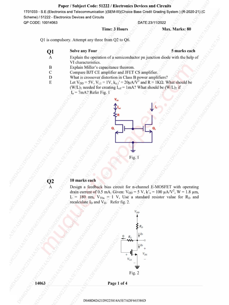 Be Electronics and Telecommunication Semester 3 2022 December Electronics Devices and ...