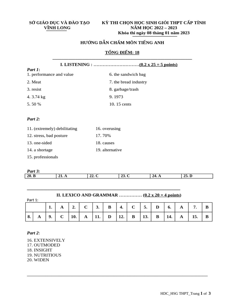 HDC - HSG Tinh 2022 (Khoa Thi 10 - 01) | PDF | Lexicon | Human Communication