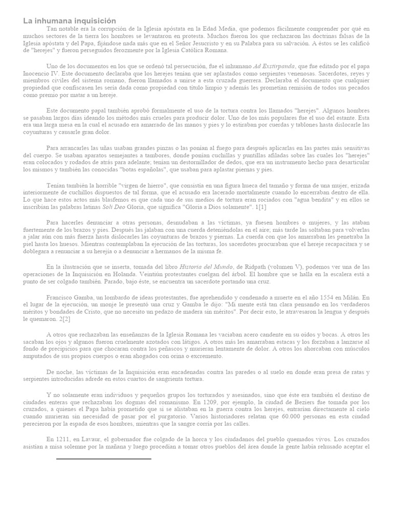 La Inhumana Inquisición | PDF | Inquisición | Iglesia Católica
