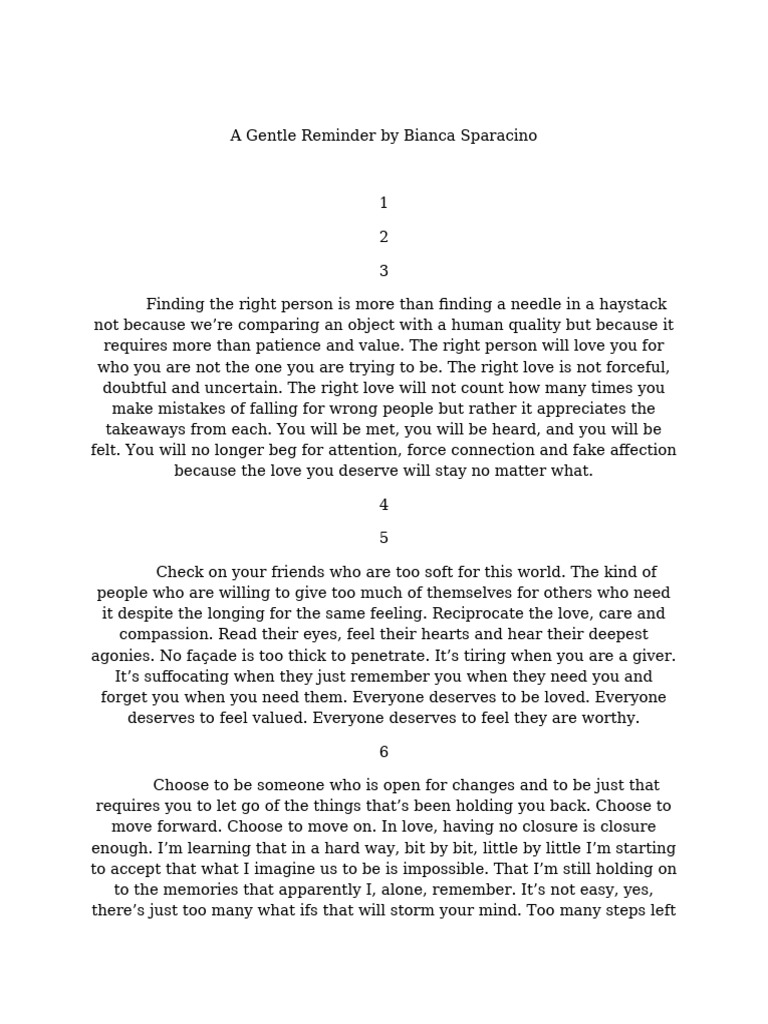 A Gentle Reminder By Bianca Sparacino Pdf