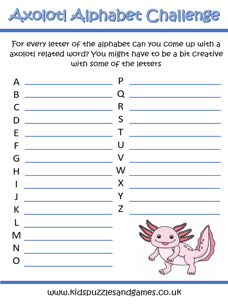 Axolotl Alphabet Challenge | PDF