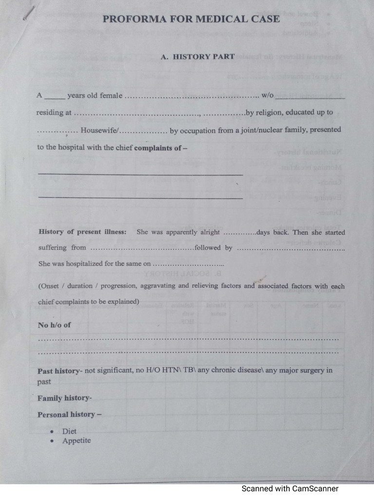 Medical Case Proforma | PDF