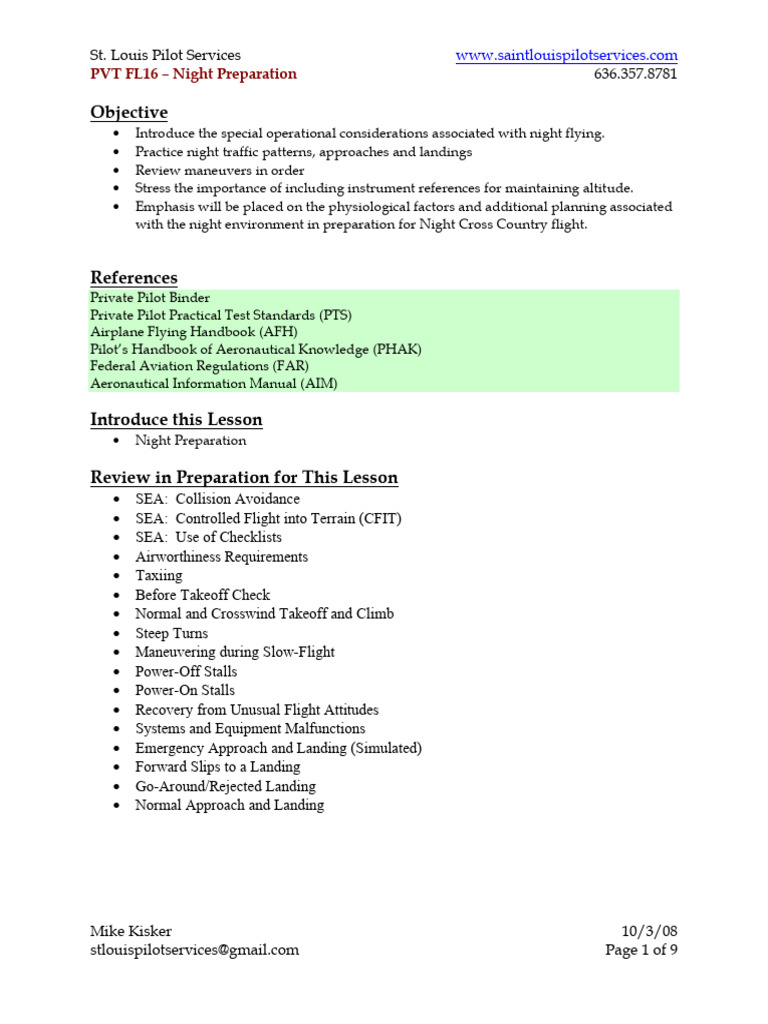 Night Operations - St. Louis Pilot Services | PDF | Airport | Visual ...