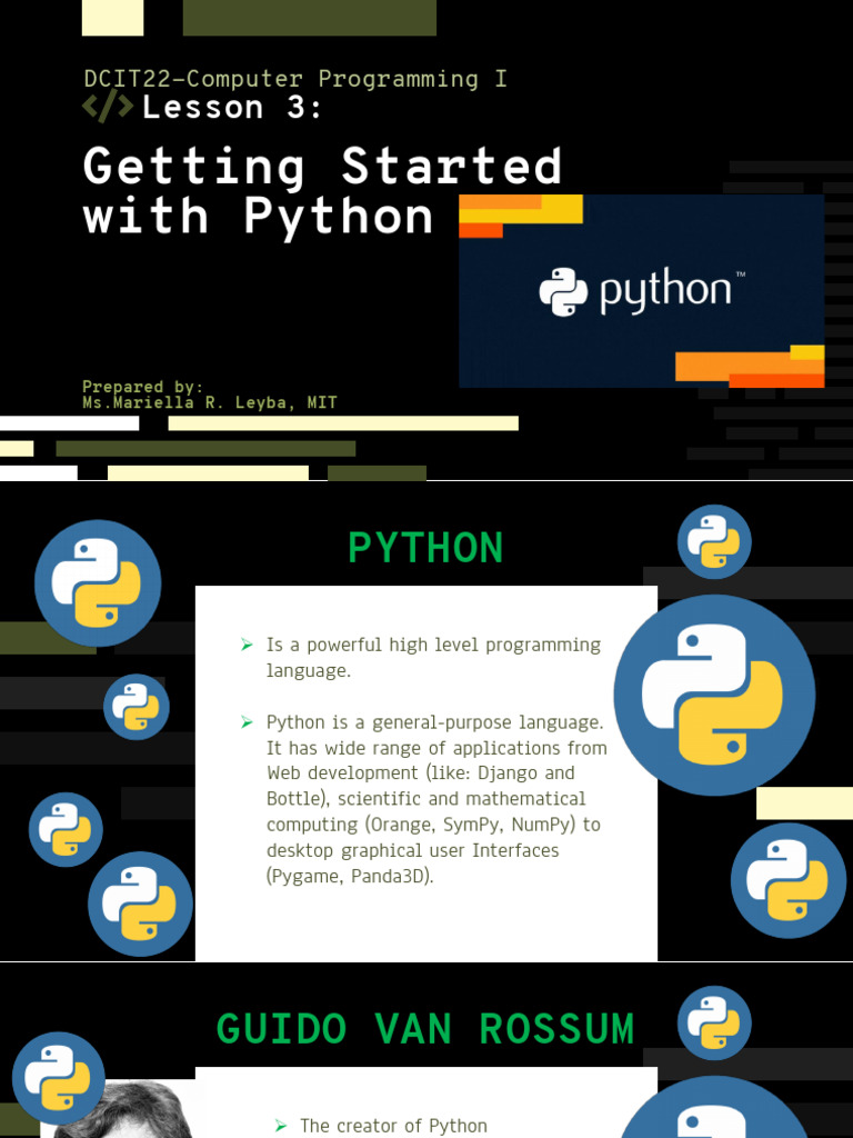 DCIT22 Getting Started With Python 1 | PDF | Reserved Word | Python (Programming Language)