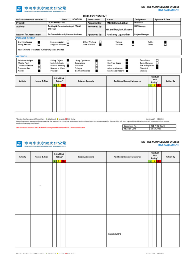 Testing & Commissioning of FOAM SYSTEM | PDF | Risk | Risk Assessment