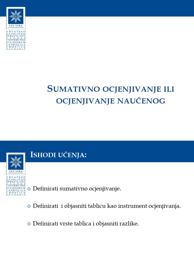 Sumativno ocjenjivanje | PDF