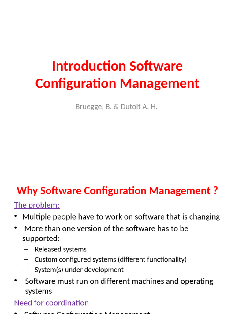 Handout1 Introduction SFW Configuration Management | PDF | Version Control | Computer Programming