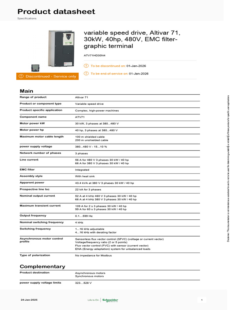 Schneider Electric_Altivar-71_ATV71HD30N4 | PDF | Electric Motor | Power Supply