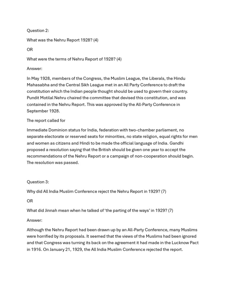 Nurturing India's Future: Nehru Report 1928 | PDF