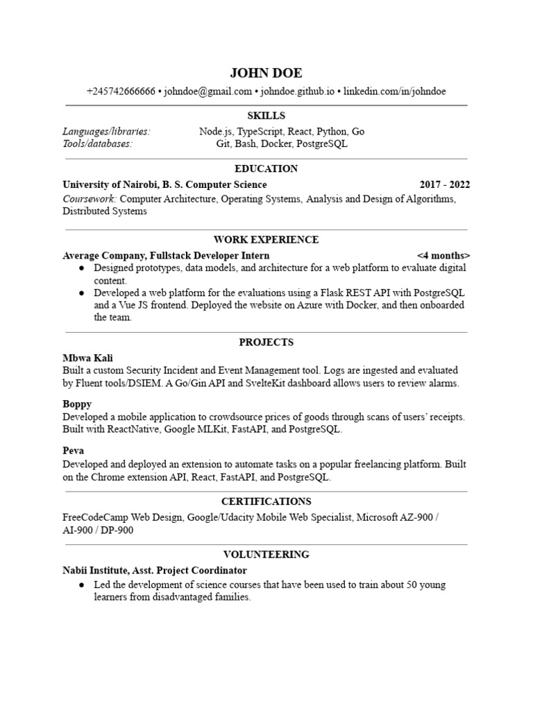 Résumé - John Doe | PDF