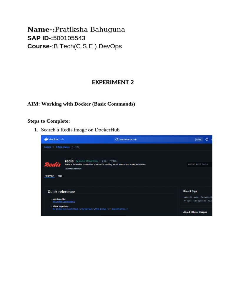 EXPERIMENT 2 (Docker Basic Commands) (1)-2 | PDF