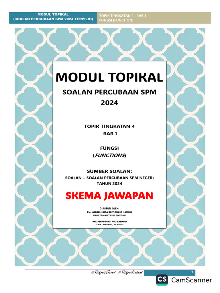Modul Topikal Skema Jawapan SPMC 2024 T4&T5 | PDF