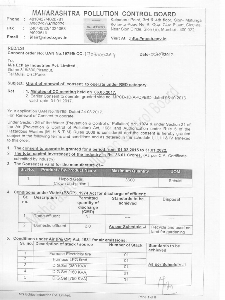 Echjay Industries Pvt. Ltd. Pirangut Pune | PDF