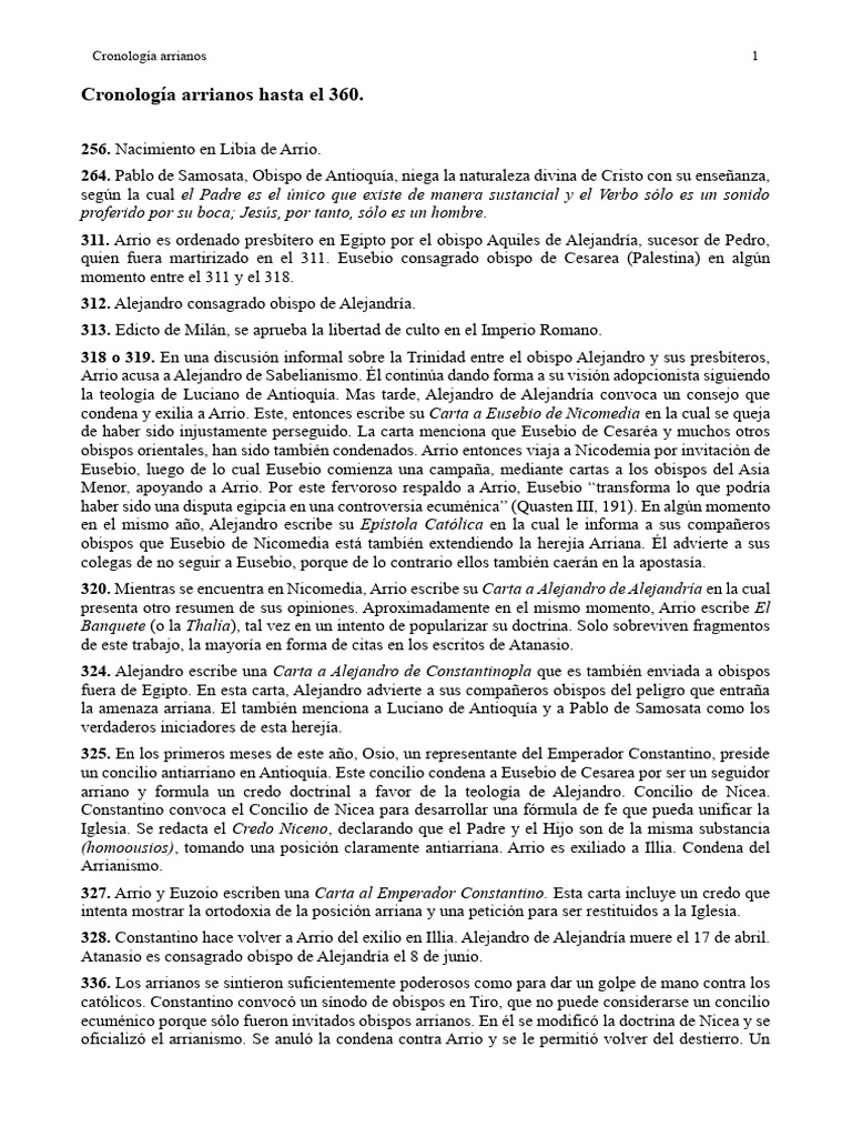 Cronología arrianos I | PDF | arrianismo | espíritu Santo