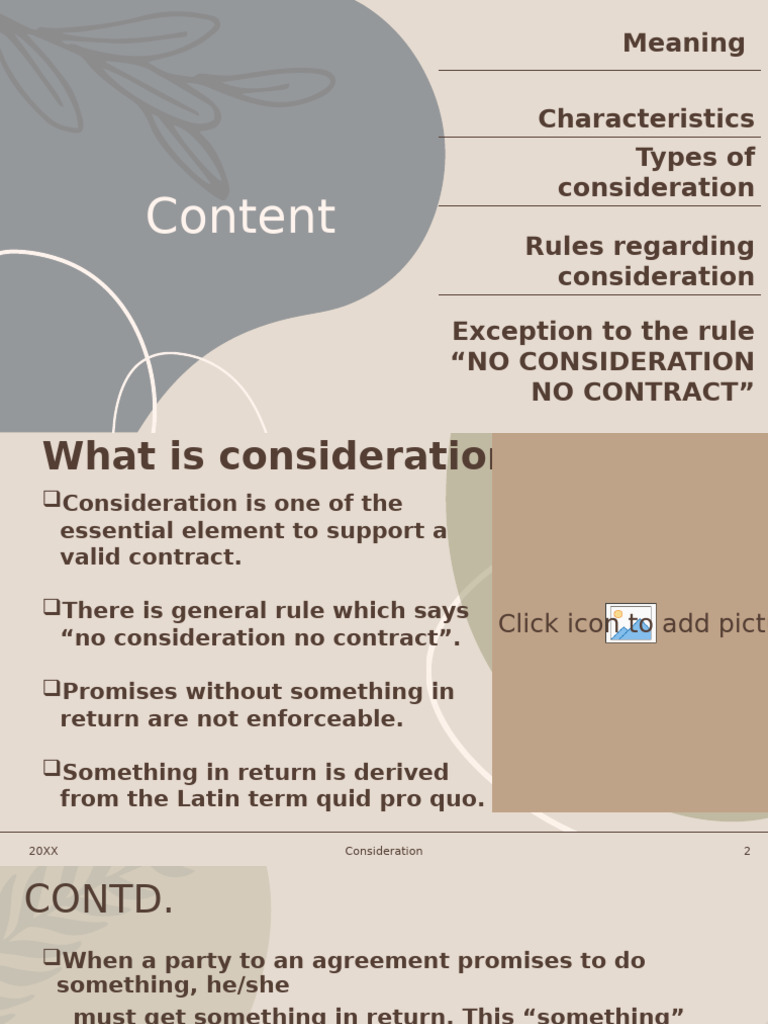Consideration Presentation | PDF | Consideration | Common Law