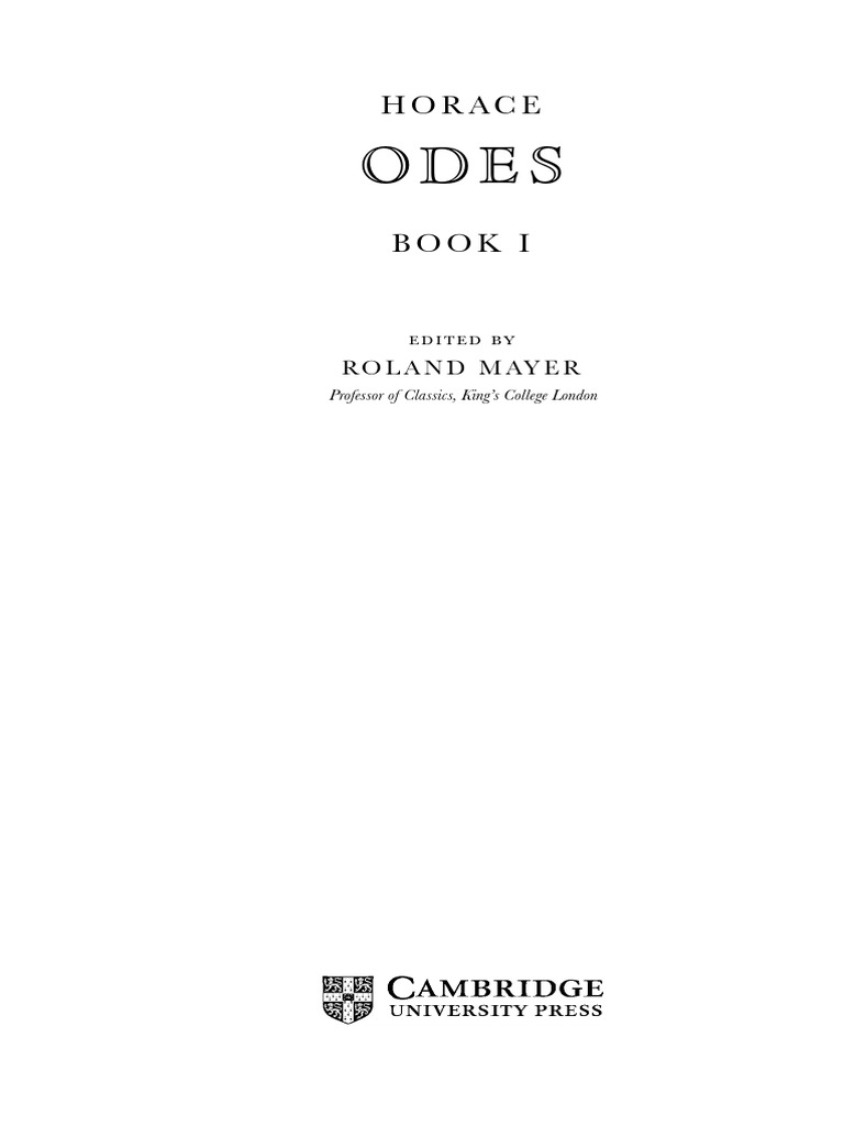 Mayer - Horace Odes 1 | PDF | Metre (Poetry) | Poetics