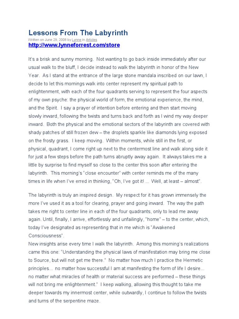Lessons From The Labyrinth | Download Free PDF | Consciousness | Mind