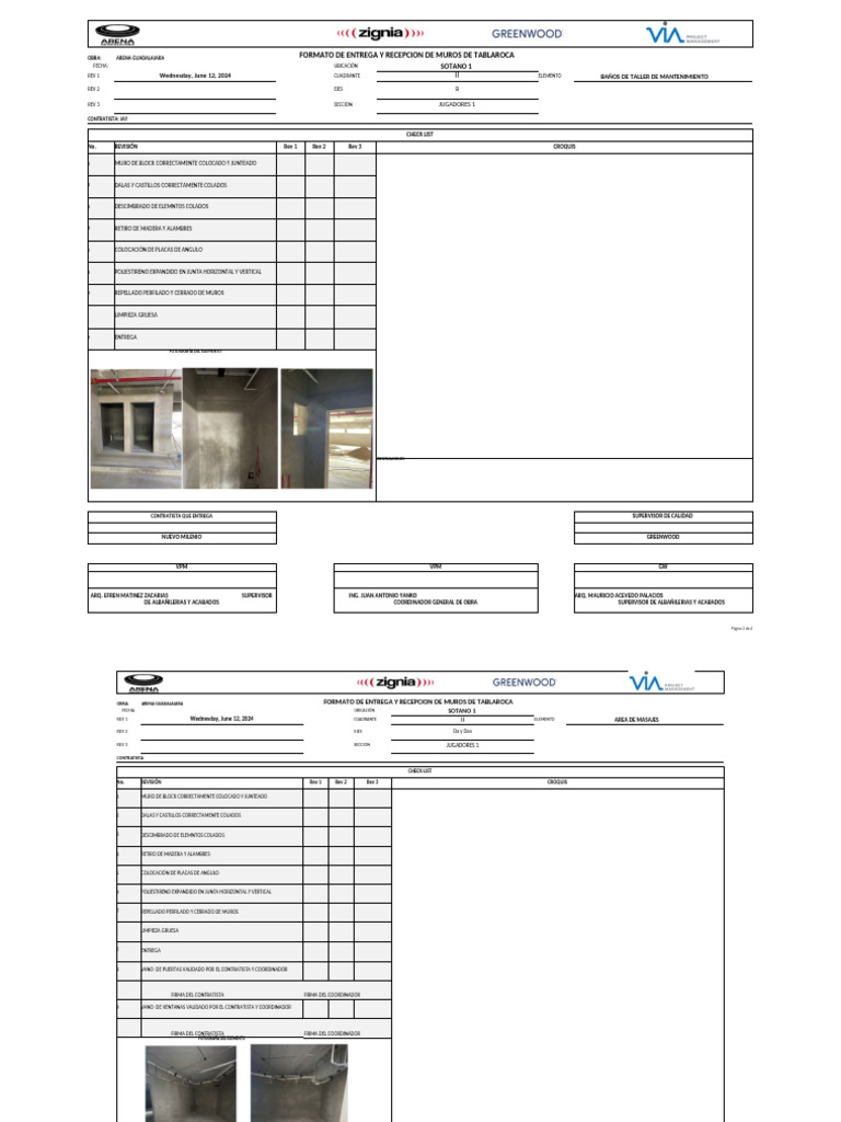 Check List Entrega y Recepcion Albañilerias | PDF