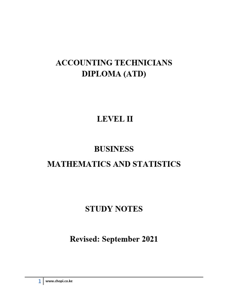 Business Mathematics & Statistics Study Notes | PDF | Matrix ...
