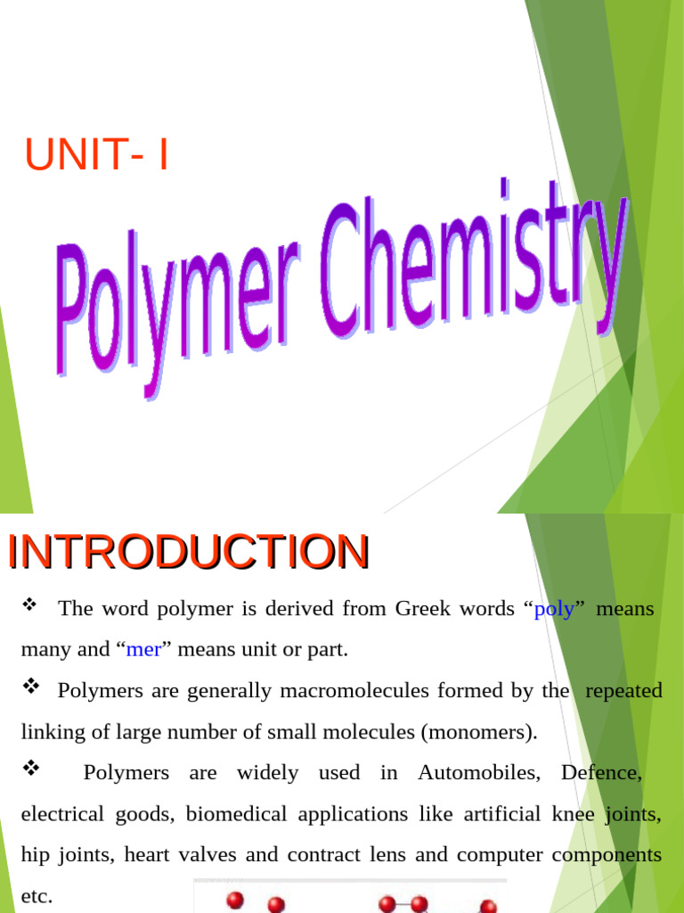 Unit-1 Polymer Chemistry | PDF | Polymers | Polymerization
