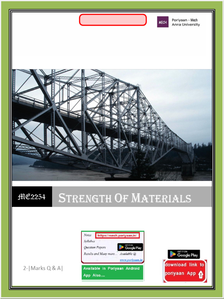 CE3491 Strength of Materials Reg 2021 2 Marks Questions and Answers | PDF | Ductility | Building ...