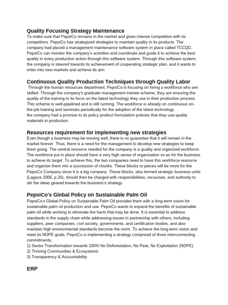 Pepsico Implementatiuons | PDF | Sustainability | Enterprise Resource ...