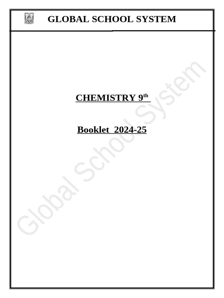 Chemistry 9th Booklet 2024-25 | PDF | Chemistry | Chemical Substances