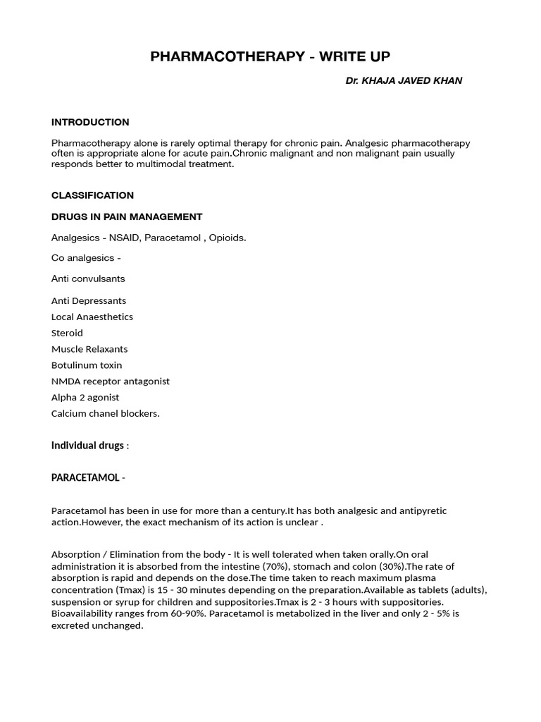 Pharmacotherapy - Write Up pdf | PDF | Opioid | Morphine