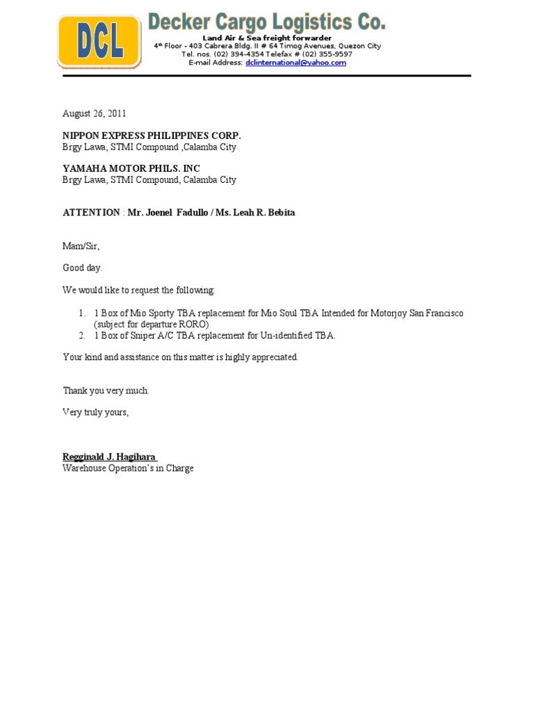 Shipper Instructions for TBA Replacements | PDF