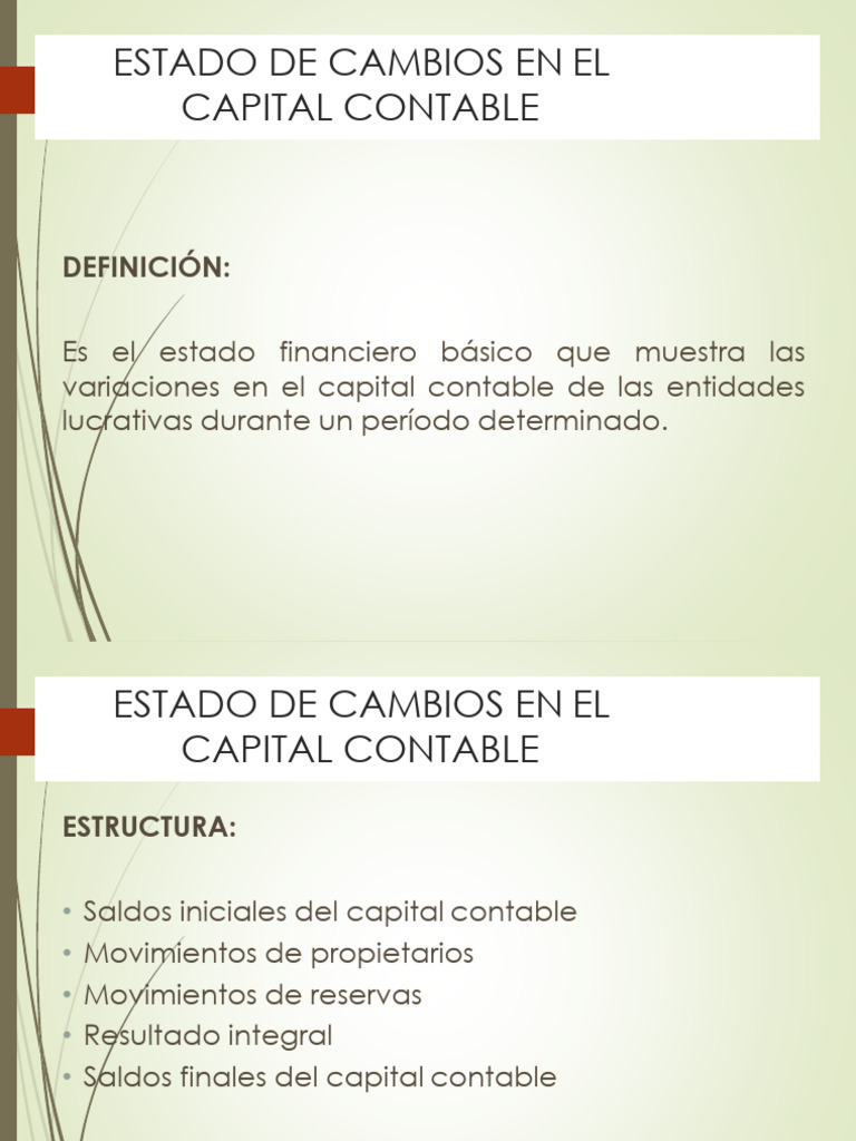 Estado de Cambios en El Capital | PDF | Contabilidad | Dividendo