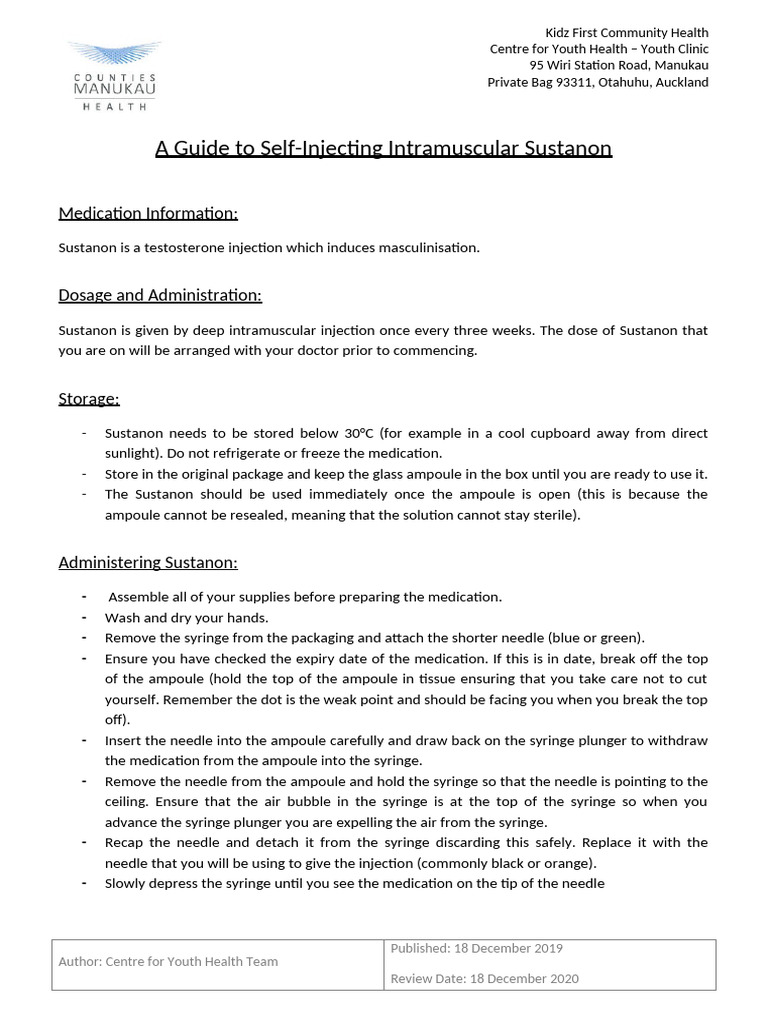 Self Injecting Guideline | PDF | Injection (Medicine) | Syringe
