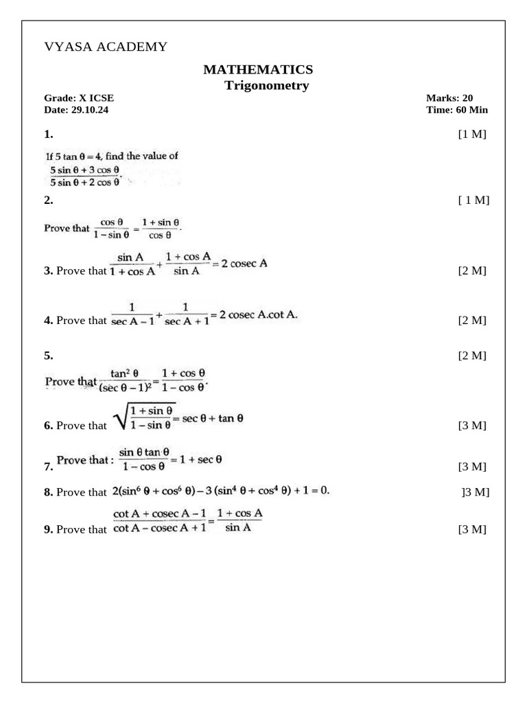 Trigonometry Chapter Test | PDF