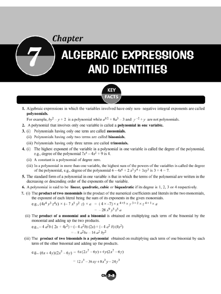 Algebraic Expressions and Identities | PDF