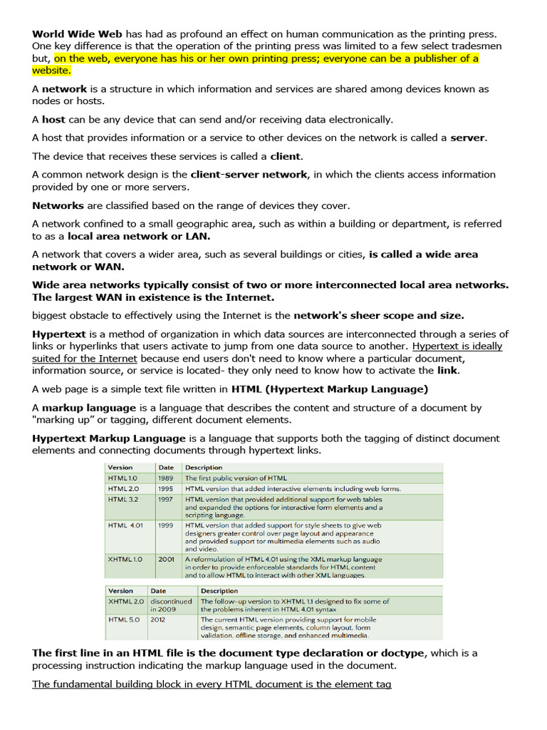 Websys (Midterm Reviewer) | PDF | Html | Html Element
