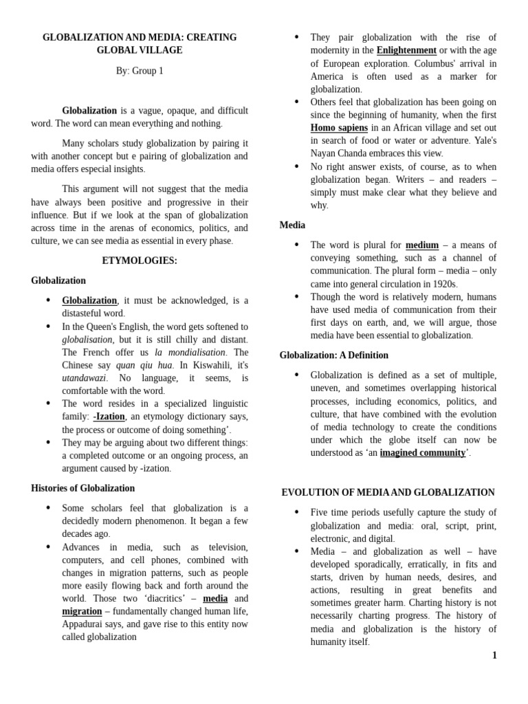 Group 1 Globalization and Media Sirs File | PDF | Telegraphy ...