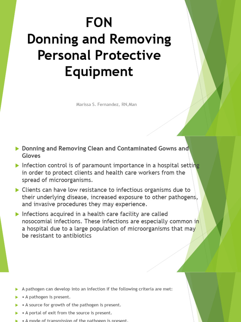 Donning & Removing PPE | PDF | Infection | Human Diseases And Disorders